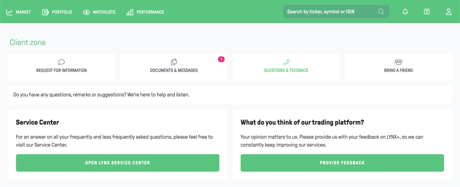 Client Zone | Service Center | LYNX Broker